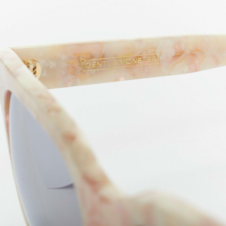 GENTLE MONSTER DIDI D beige marble resin square reflective lens ...