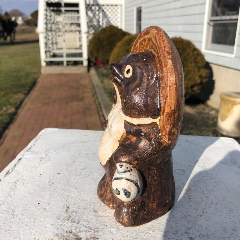Gentle Old Japanese Folk Hero Tanuki Handmade Hand Glazed Big Belly at ...