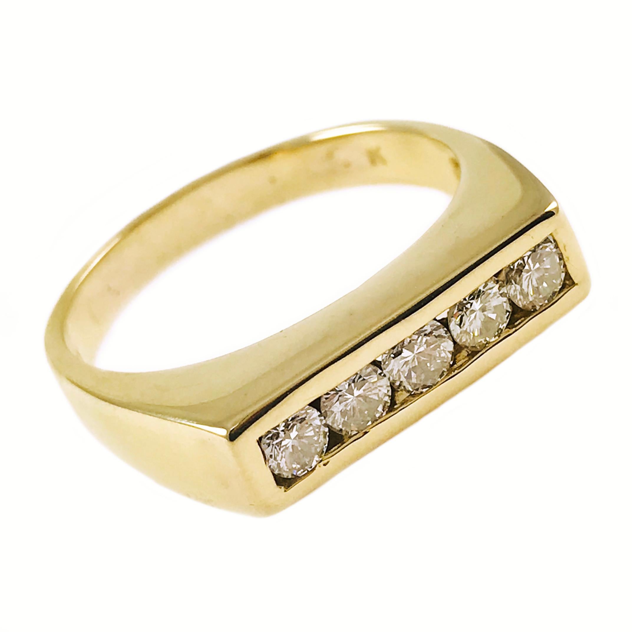 Old European Cut .90 ct Diamond Gold Gentleman's Ring For Sale at 1stDibs