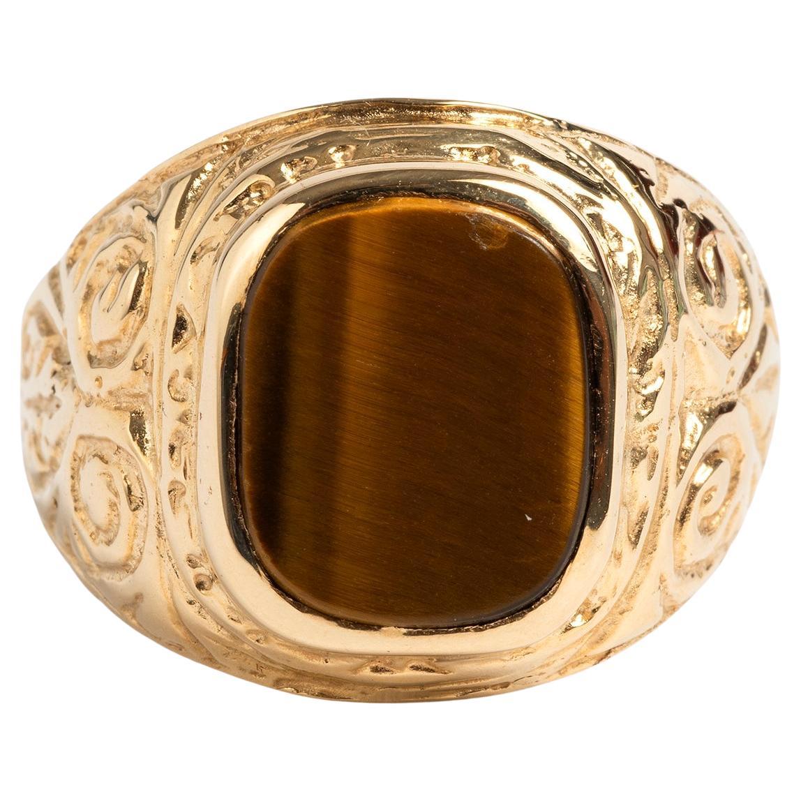 Antique Cast Iron Gents Signet Ring Initial E For Sale at 1stDibs