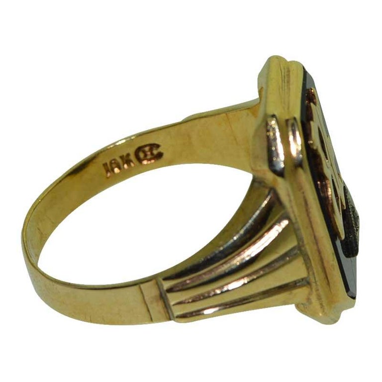 Gent's Art Deco Solid Gold Initial B Signet Ring at 1stDibs