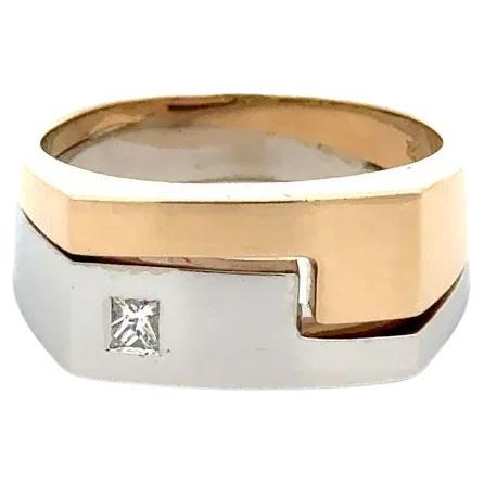 Men’s Round Brilliant Cut Diamond and Brown Diamond 2-Tone Gold Ring ...