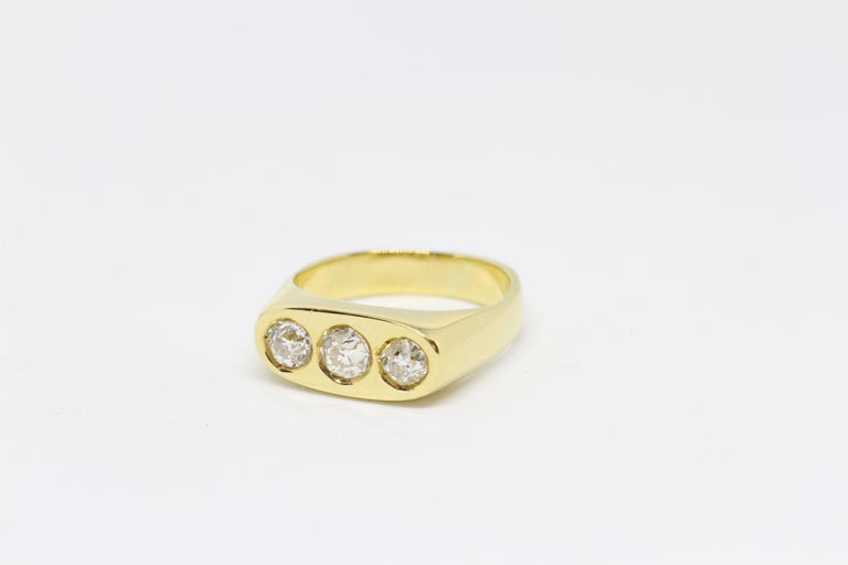 Gents Old Cut Diamond Three-Stone 'Gypsy' Ring at 1stDibs | 3 stone ...