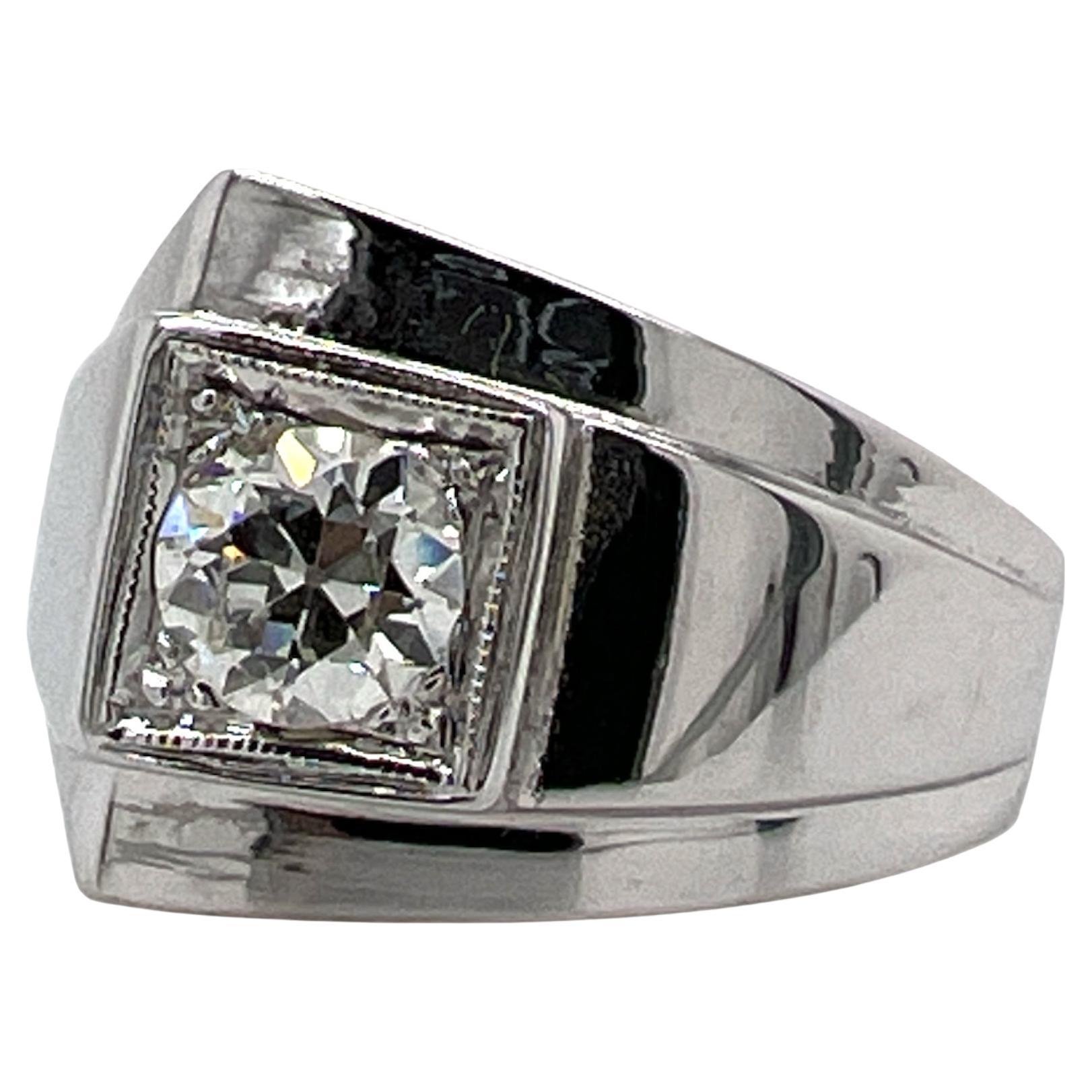 Antique Edwardian Old Cut Diamond Ring, Gents, Gyspy Claw Setting at ...