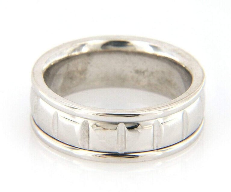 Gents Vertical Line Groove Ring in 14K White Gold For Sale at 1stDibs