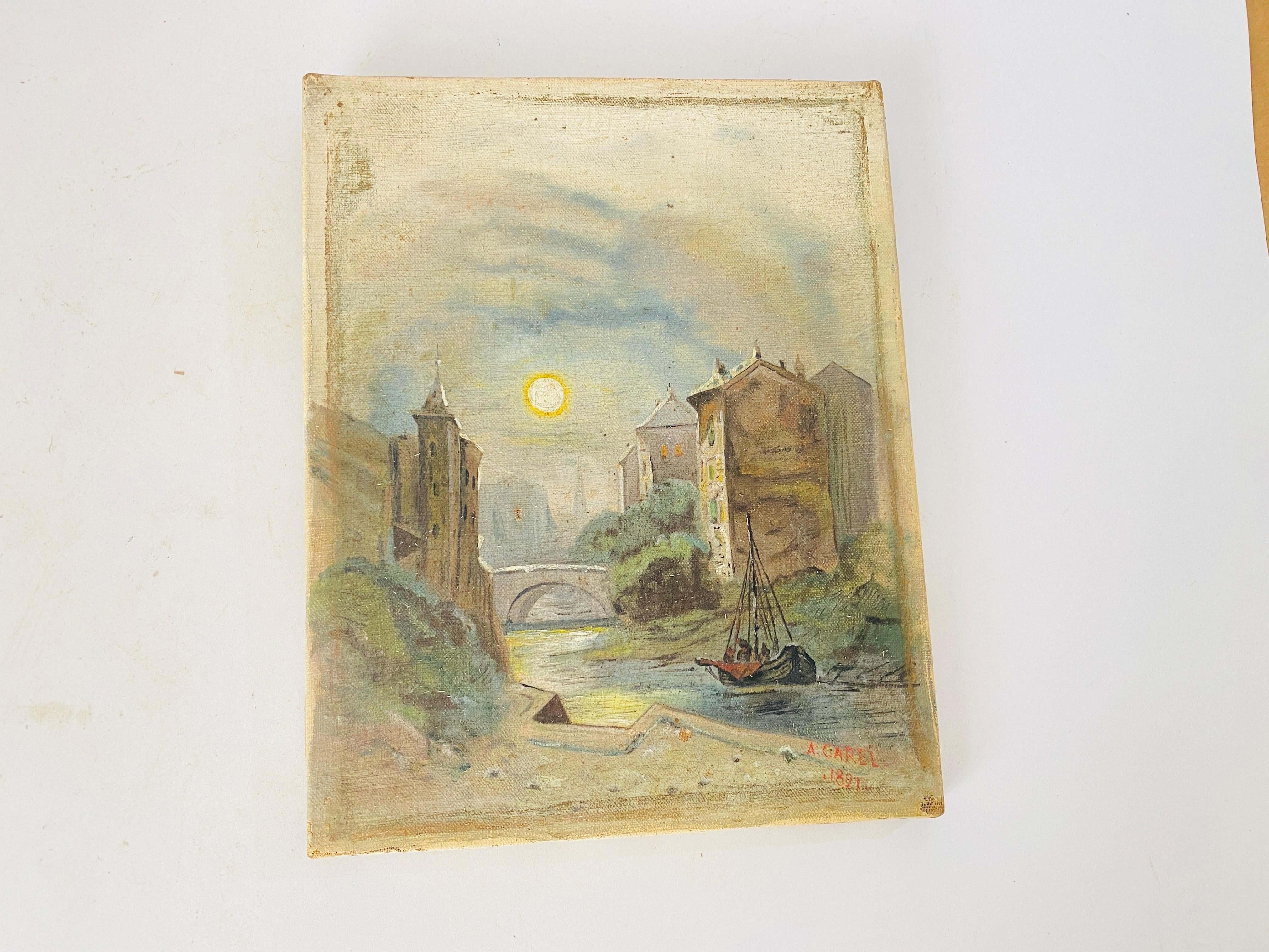 Genuine 19th Century Pair of Oil Painting by A.Carel 1891 France Signed ...