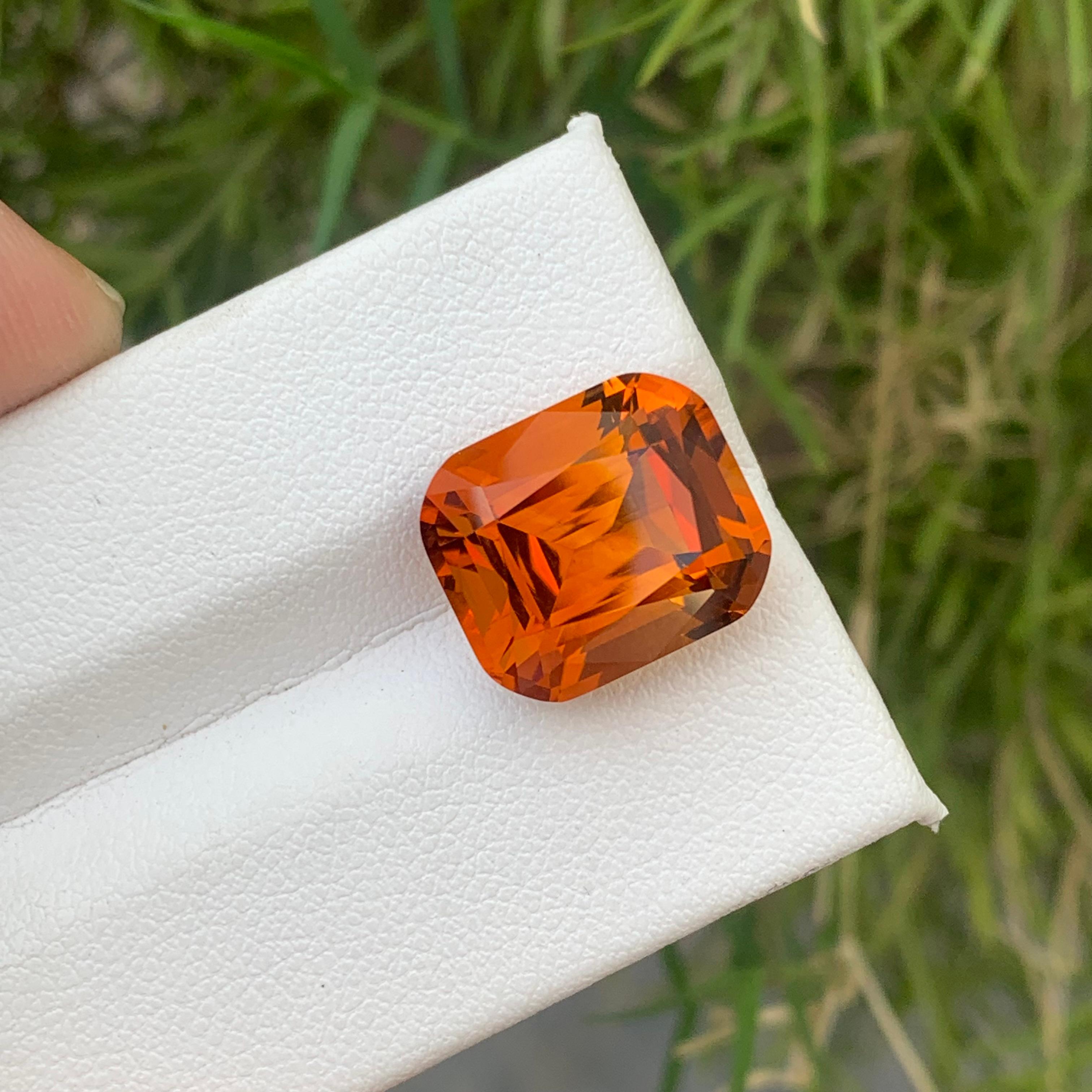 Genuine 9.0 Carat Natural Loose Orange Madeira Citrine Gemstone Cushion ...