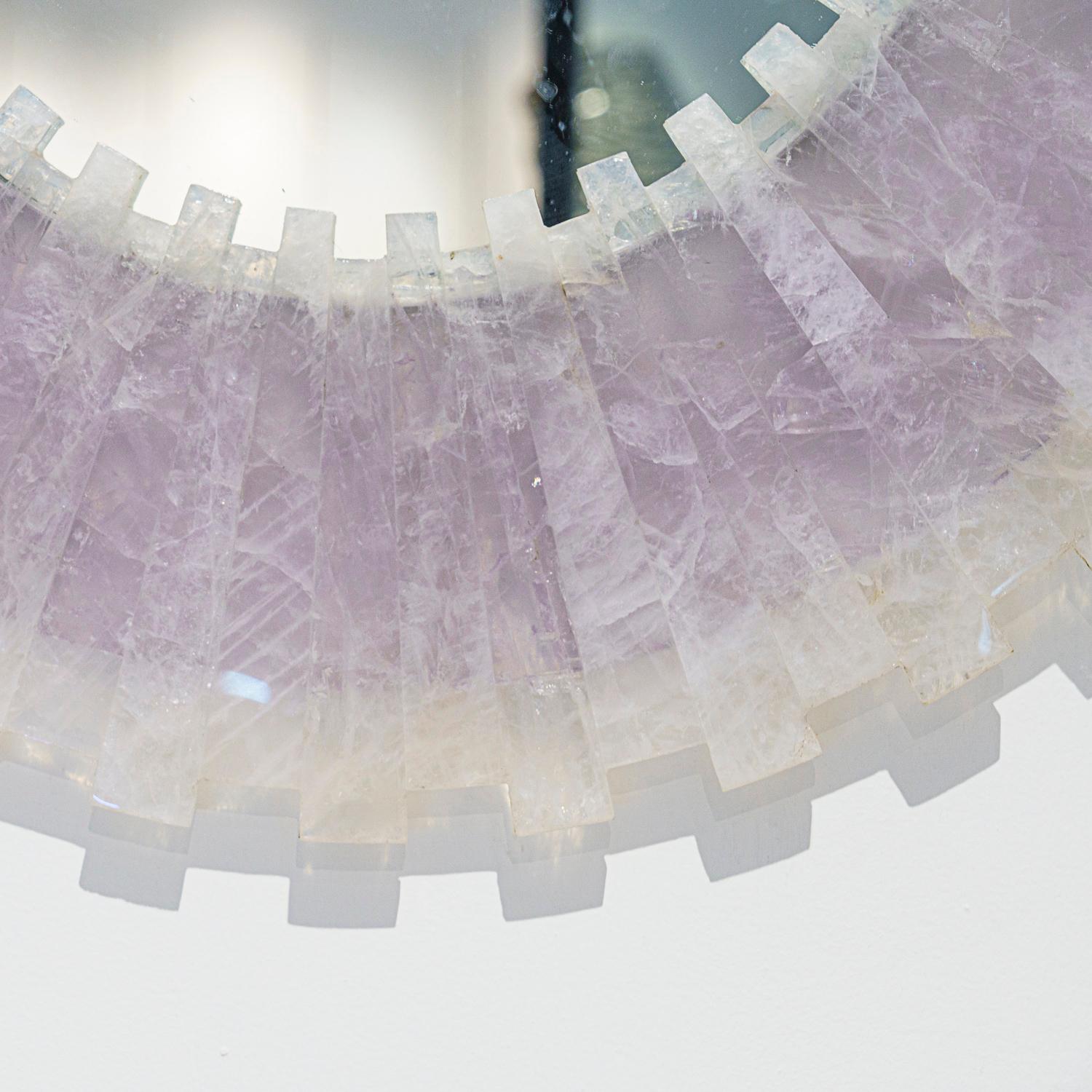 Genuine Amethyst and Quartz Gemstone Wall Mirror For Sale at 1stDibs