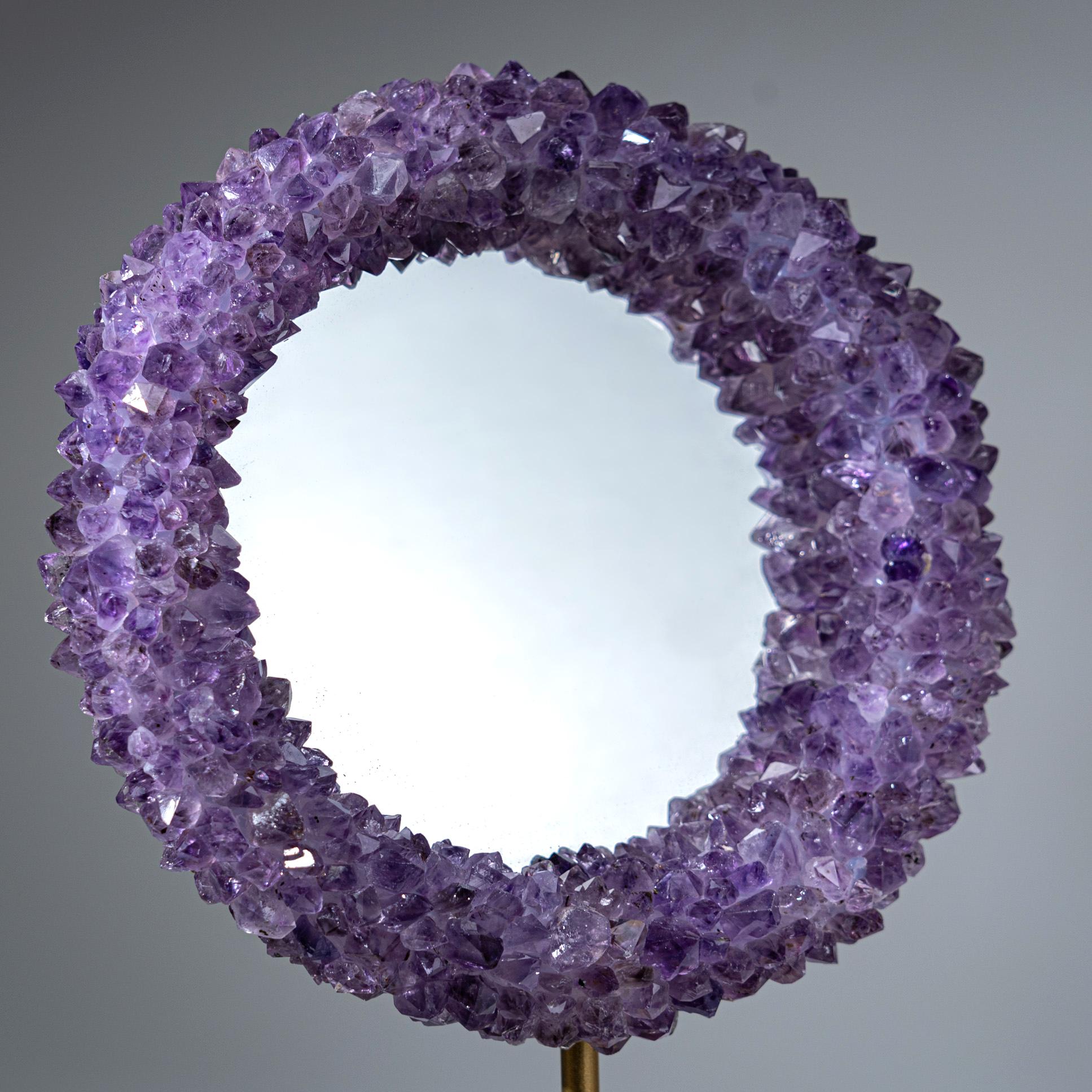 Genuine Amethyst Crystal Cluster Mirror on Stand (3 lbs) For Sale at ...