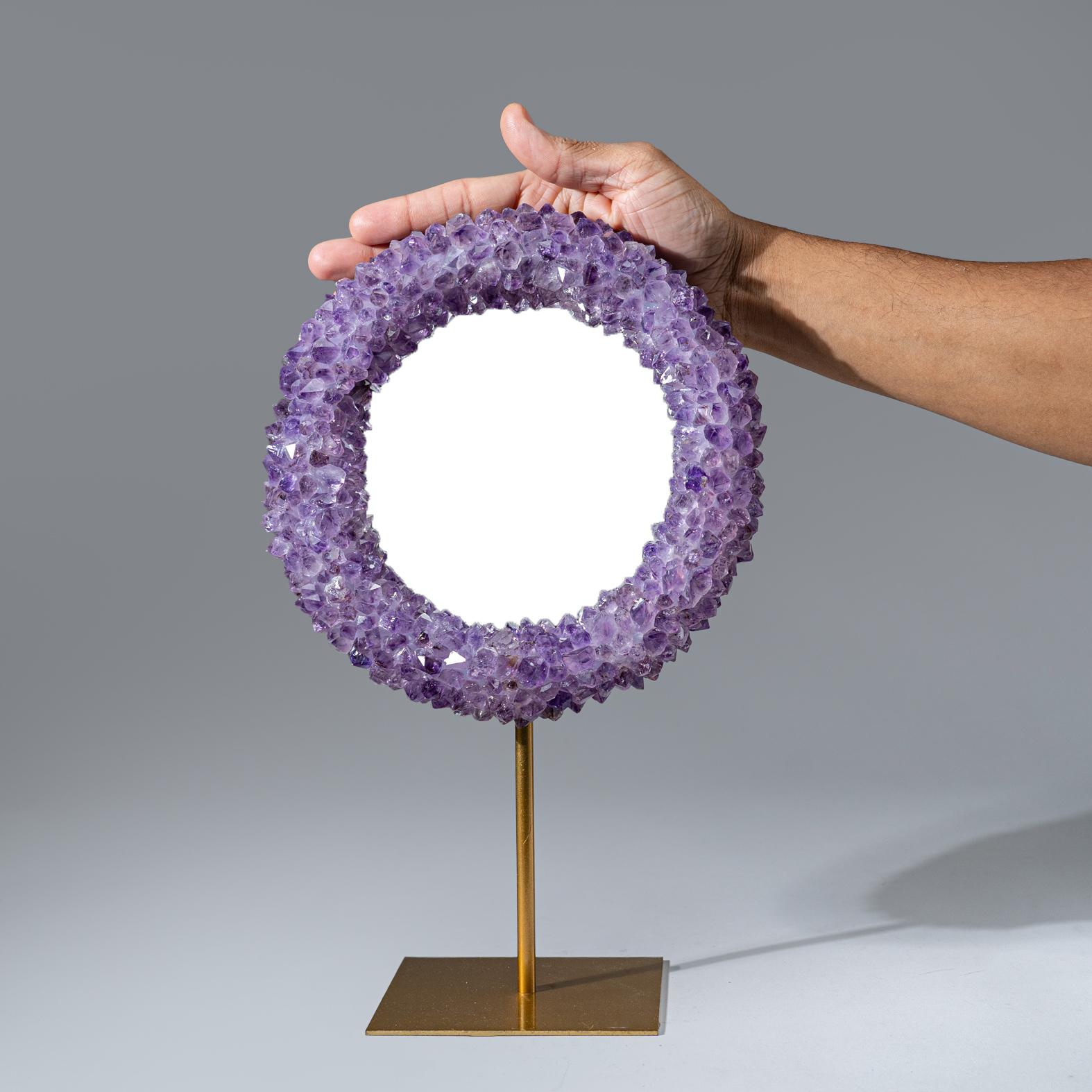 Genuine Amethyst Crystal Cluster Mirror on Stand (3 lbs) For Sale at ...