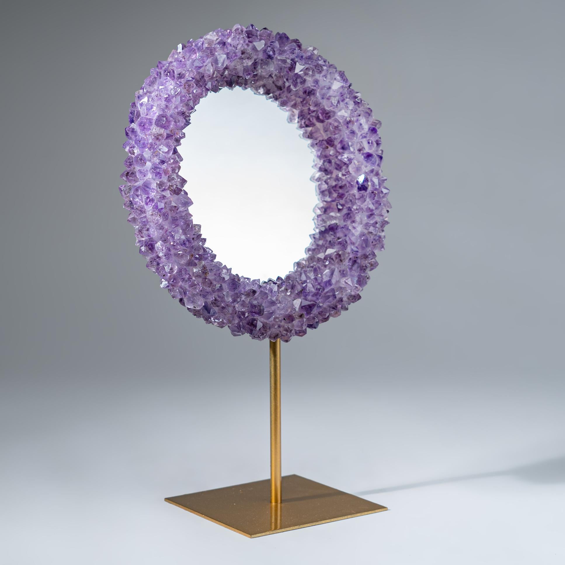 Genuine Amethyst Crystal Cluster Mirror on Stand (3 lbs) For Sale at ...