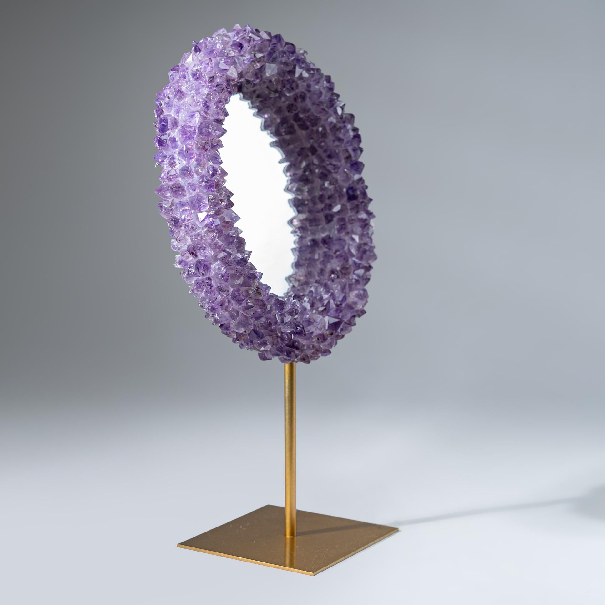 Genuine Amethyst Crystal Cluster Mirror on Stand (3 lbs) For Sale at ...