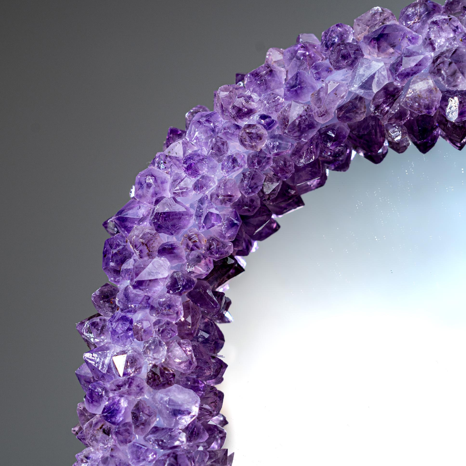 Genuine Amethyst Crystal Cluster Mirror on Stand (3 lbs) For Sale at ...