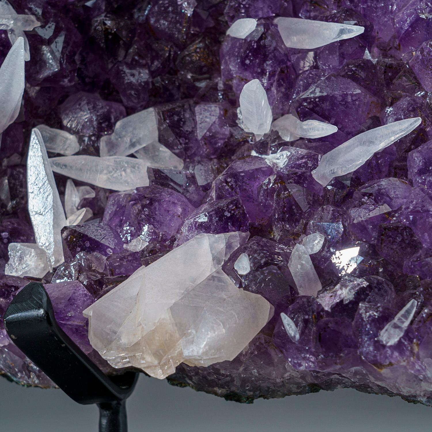 Genuine Amethyst Crystal Cluster with Calcite on Stand from Uruguay (17 ...