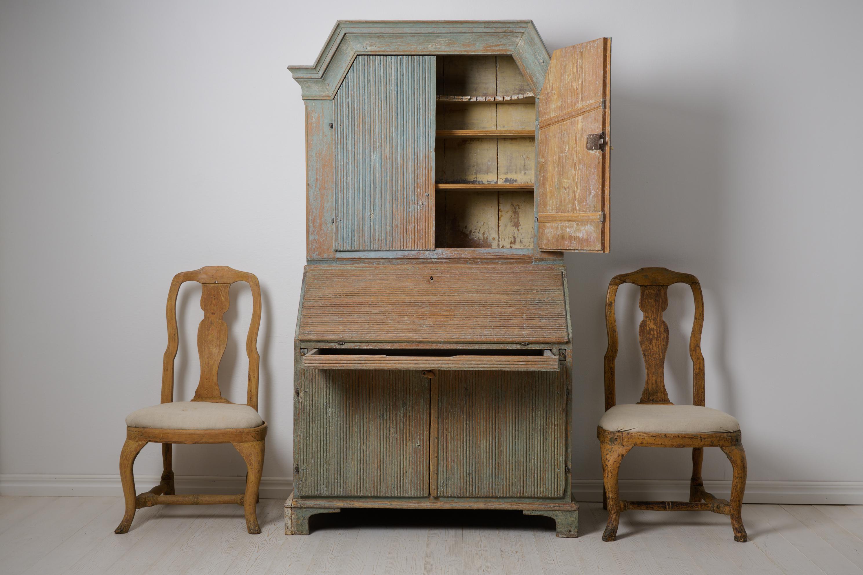 Genuine Antique Swedish Secretary Cabinet with Desktop in Gustavian Style For Sale at 1stDibs