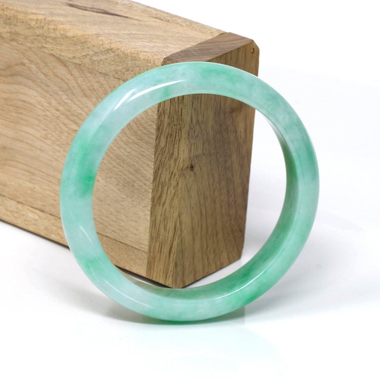 Genuine Burmese Apple Green Jadeite Jade Bangle Bracelet #106 at 1stDibs