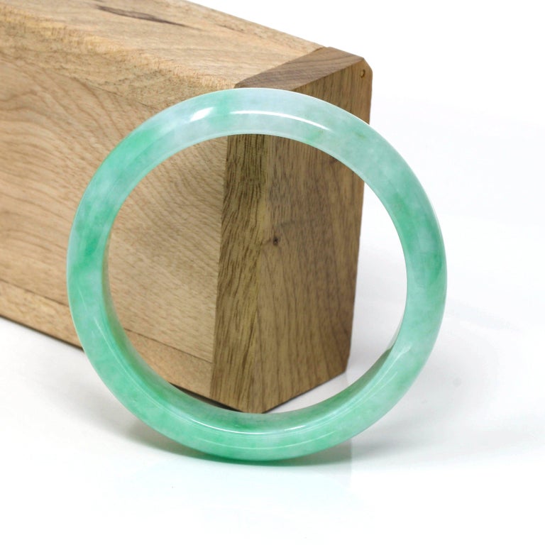 Genuine Burmese Apple Green Jadeite Jade Bangle Bracelet #106 at 1stDibs