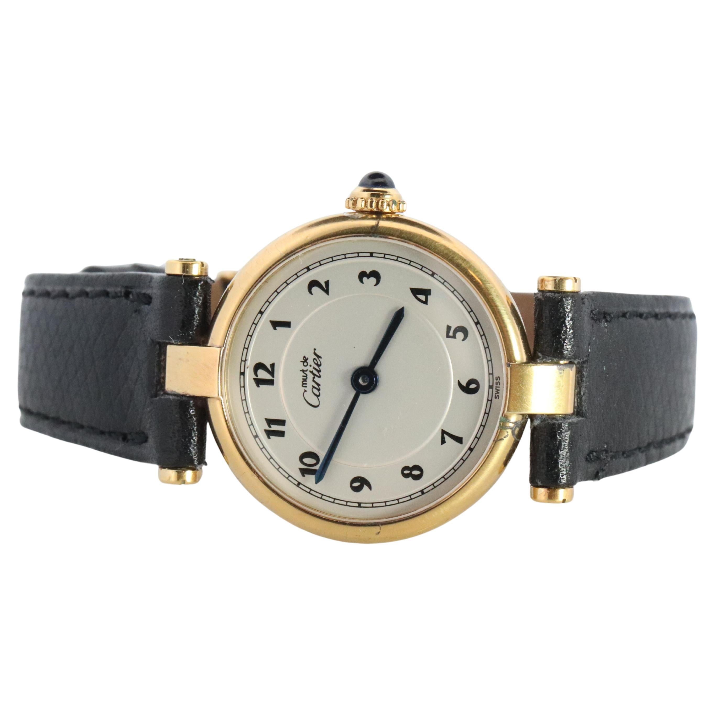 Genuine Cartier Watch. Must de Cartier Vendome 590004 Round Argent ...