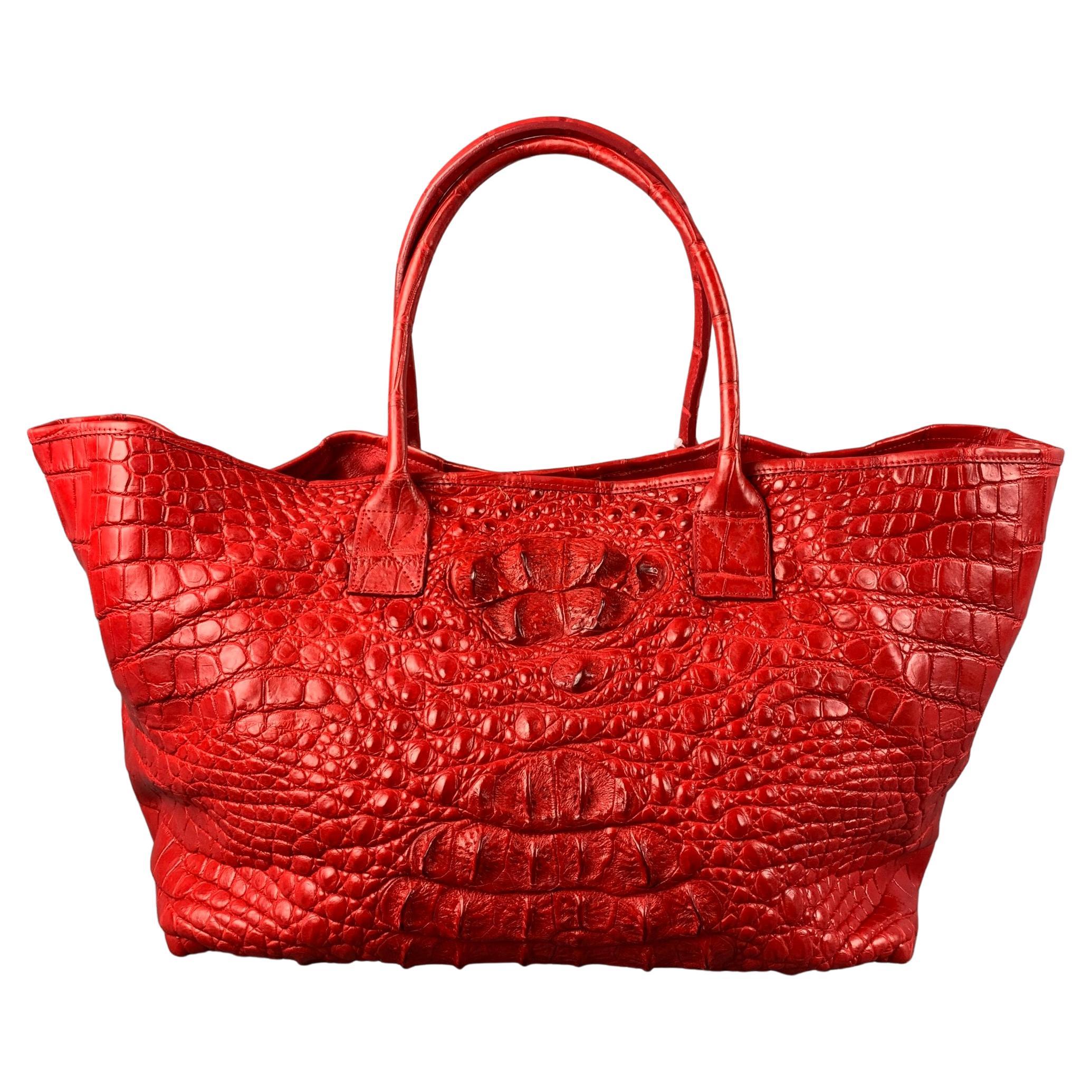 Furla Red Textured Leather Large Lotus Tote For Sale at 1stDibs