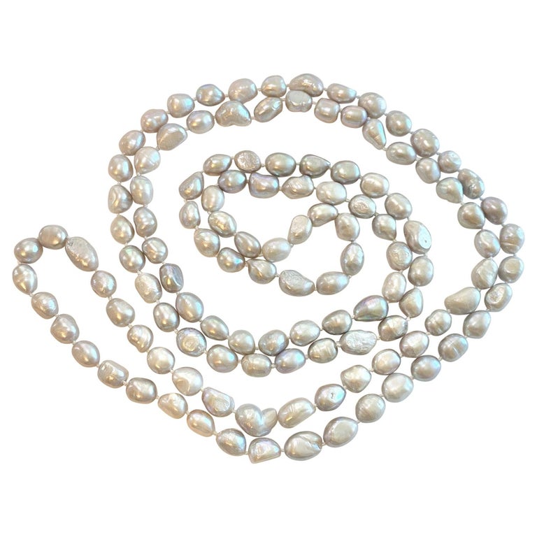 Genuine Cultured Grey Pearl Necklace High Luster, Freshwater Pearls at ...