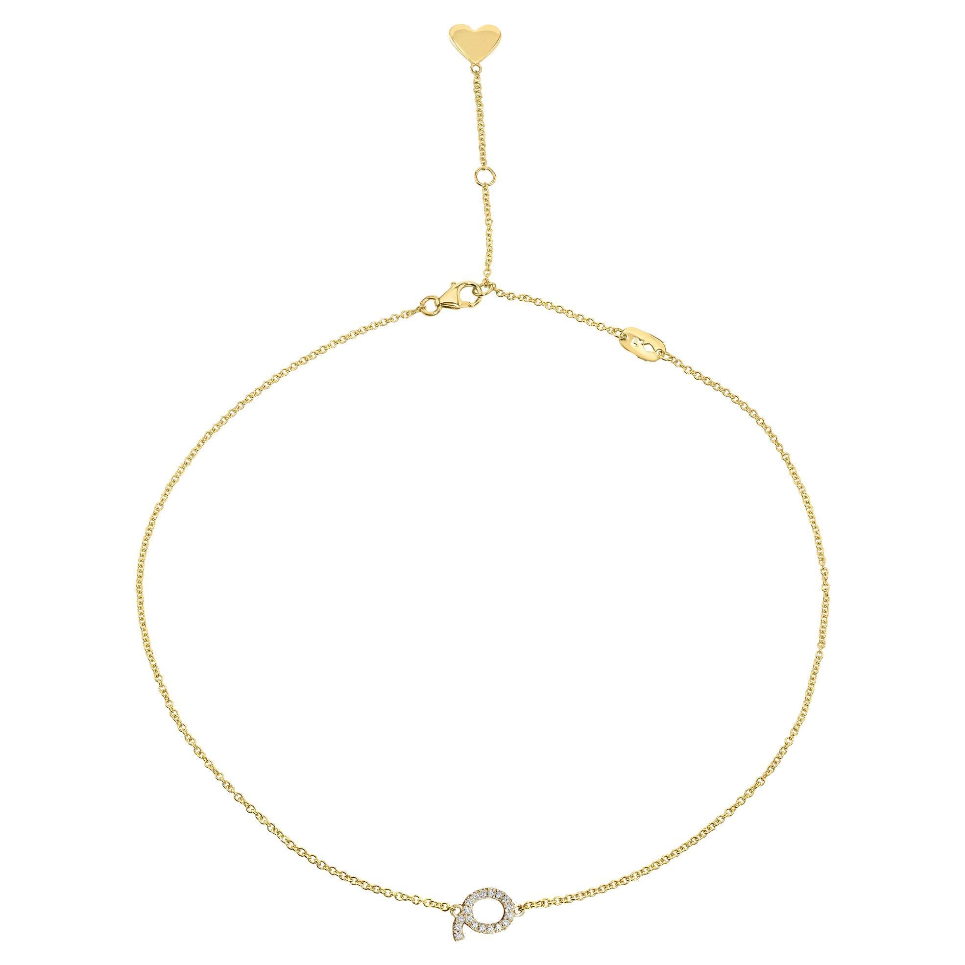 Suzy Levian 14k White Gold White Diamond Letter Initial Necklace, N For ...