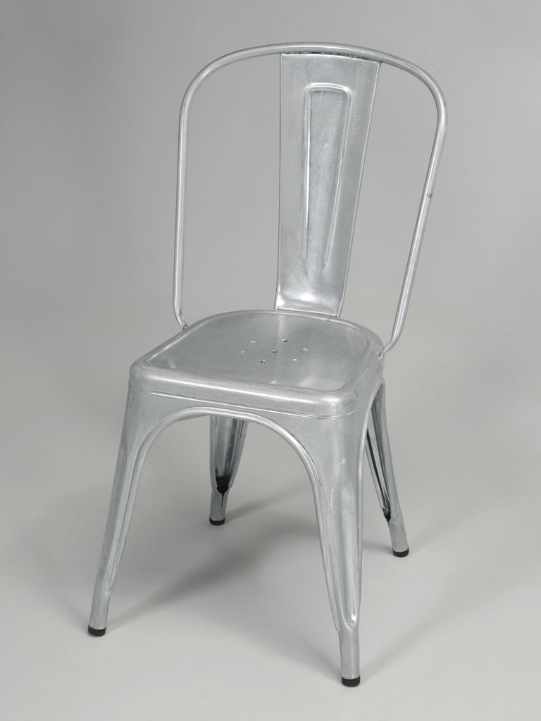 Genuine French Tolix Steel Stacking Chairs Set 4 Galvanized Finish ...
