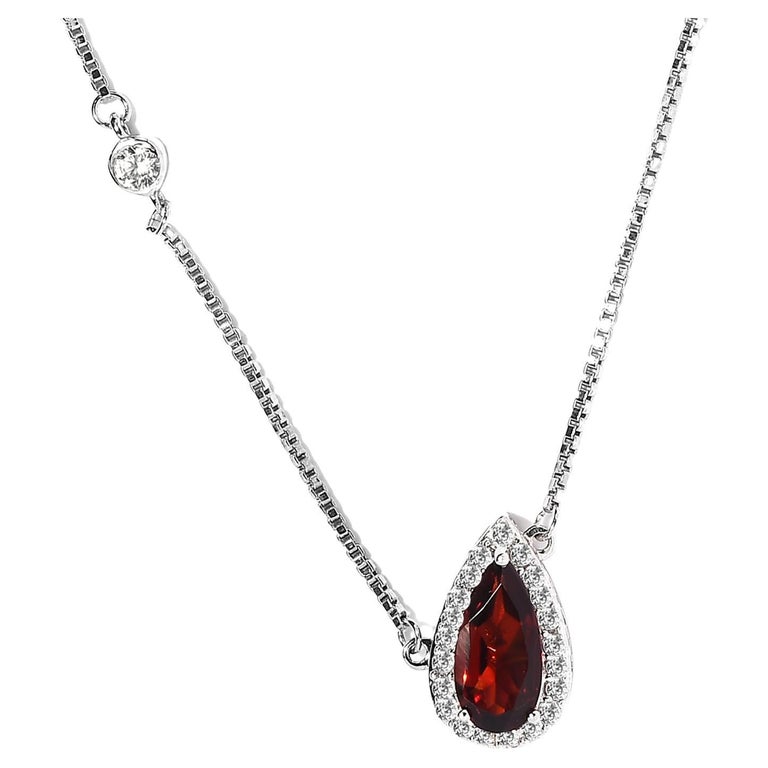 Genuine Garnet Necklace, January Birthstone Necklace, Garnet with White ...