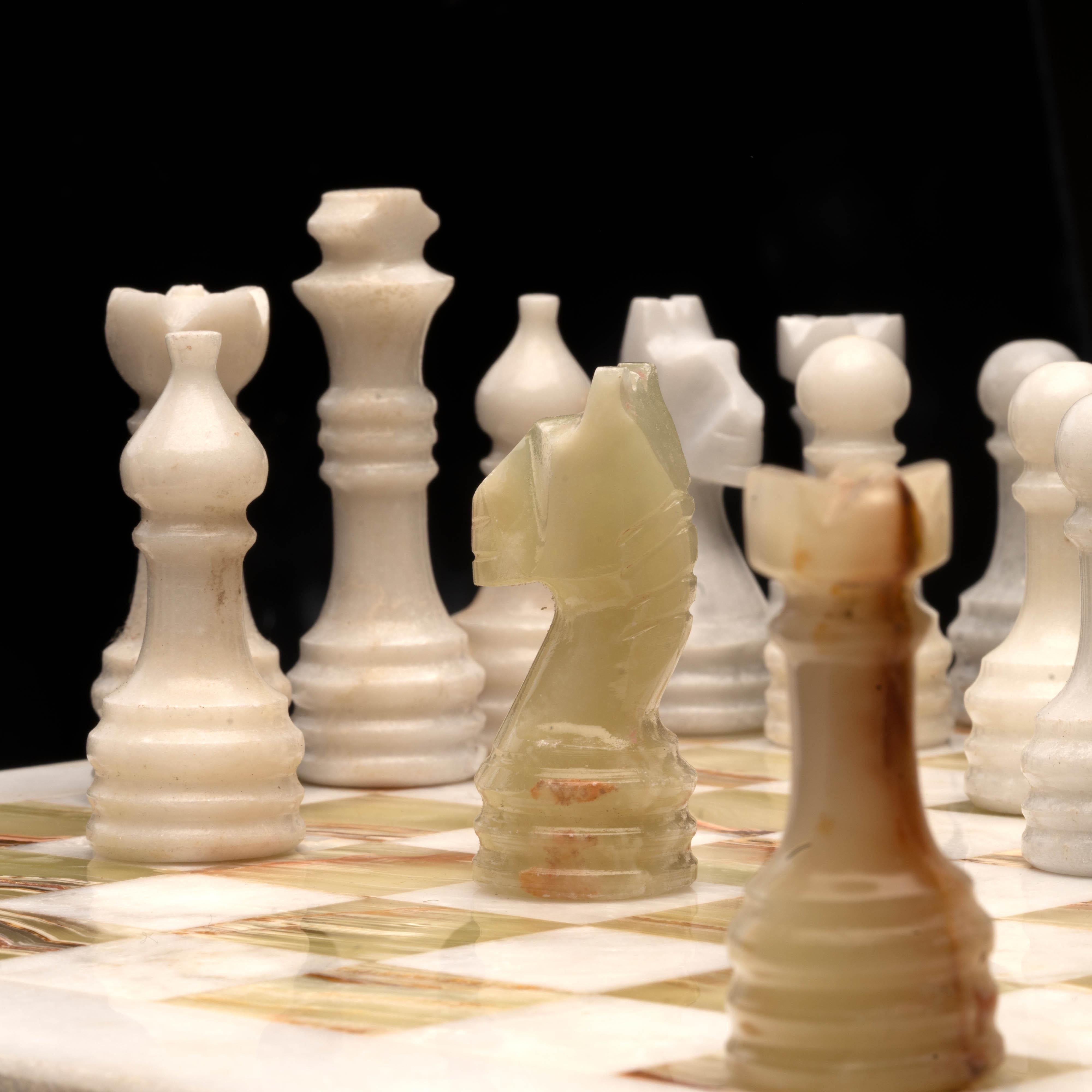 Genuine Hand-Carved Onyx Chess Set With Deluxe Velvet Case // Ver. 1 ...