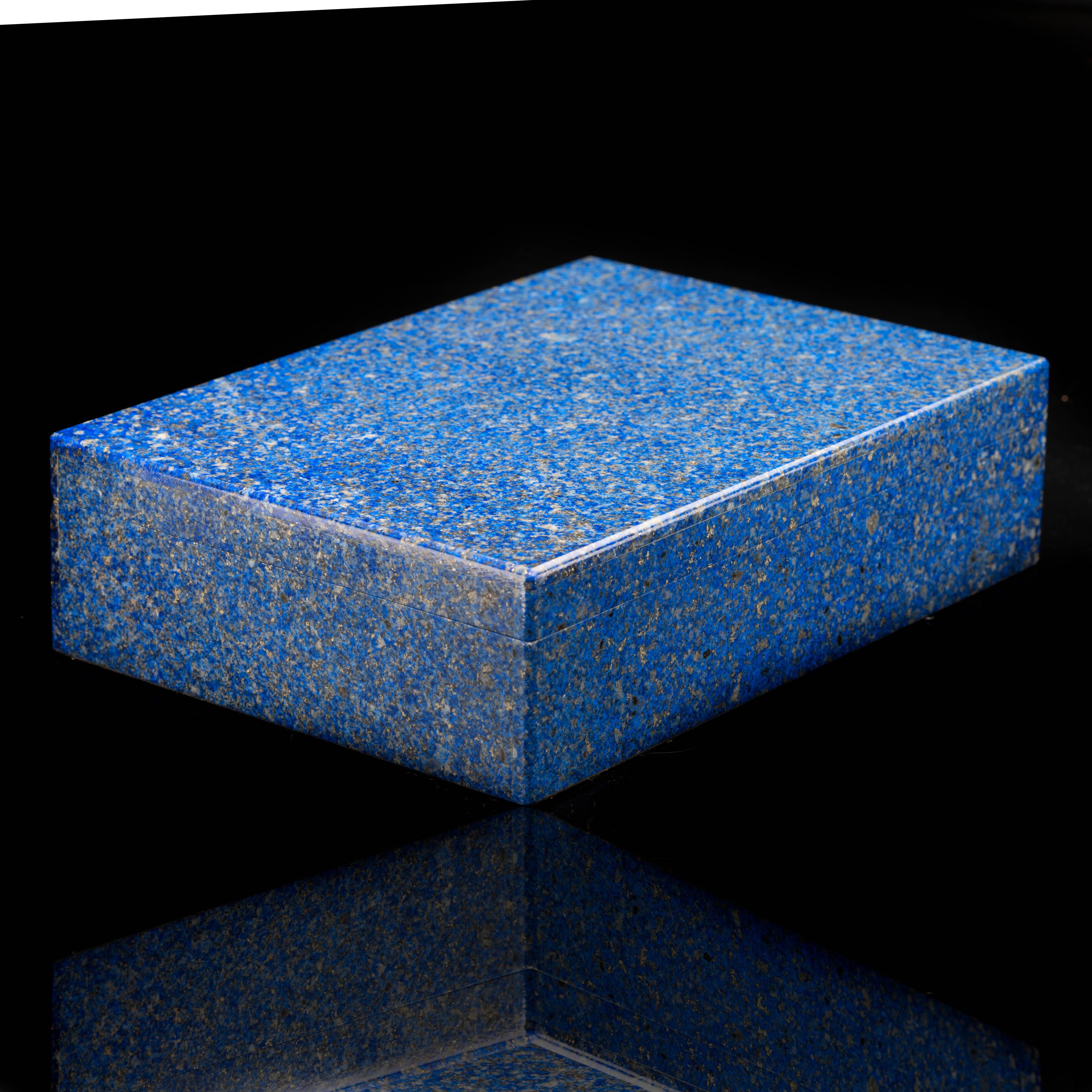 Genuine Handcrafted Lapis Lazuli Box With Velvet Interior at 1stDibs