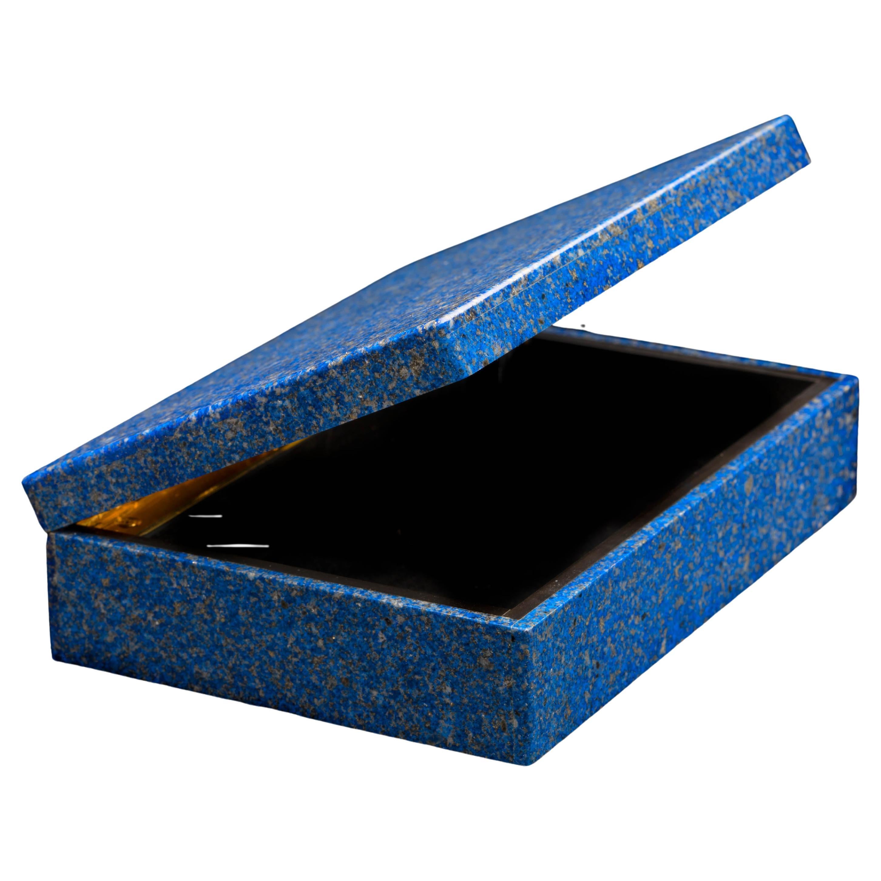 Genuine Handcrafted Lapis Lazuli Box With Velvet Interior at 1stDibs