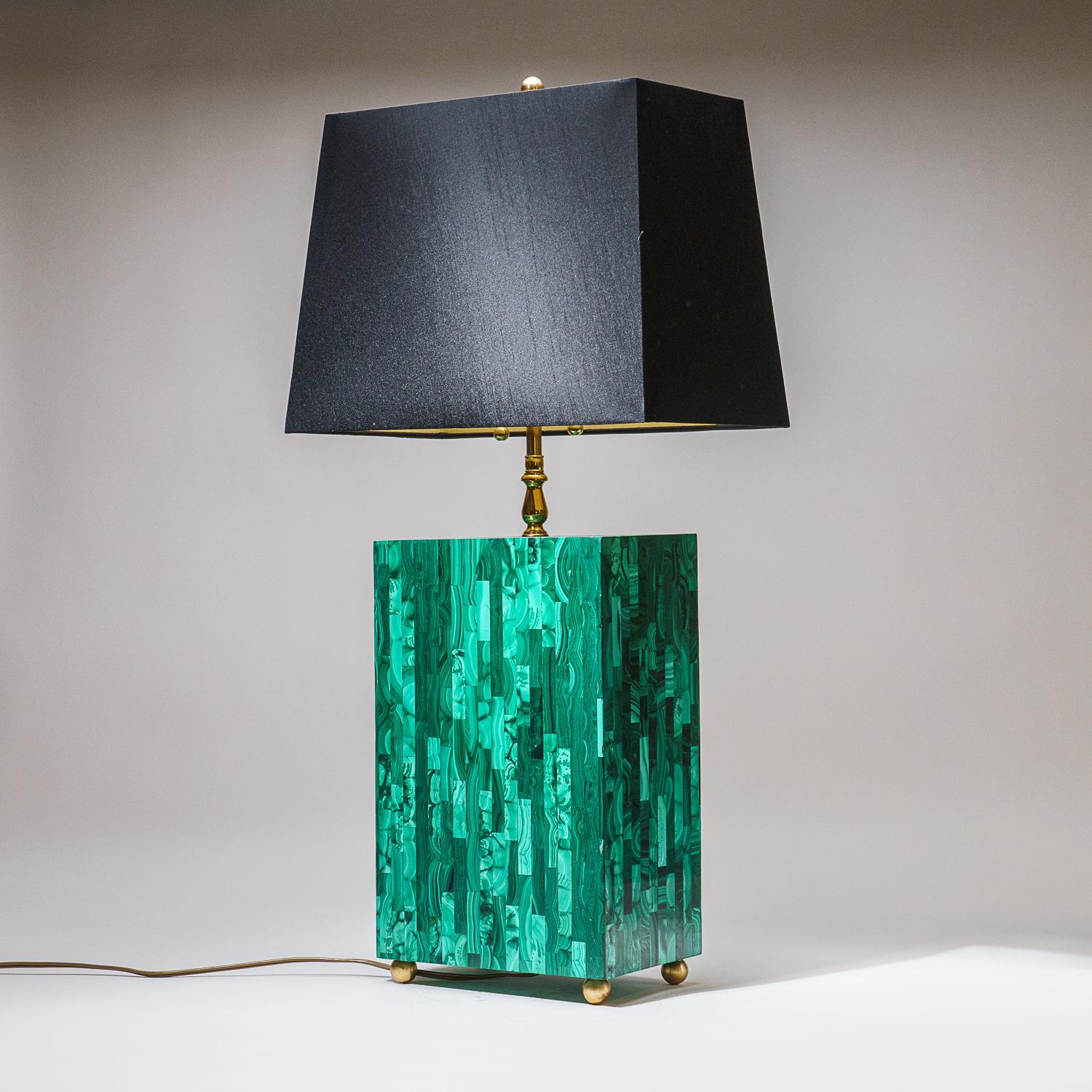 Genuine Malachite Lamp (14.5 lbs) For Sale at 1stDibs