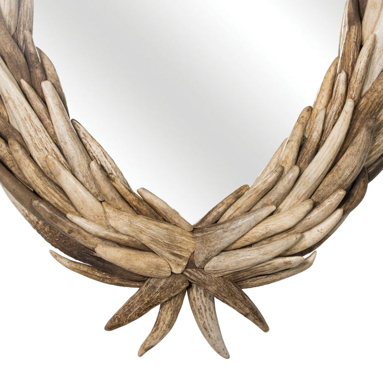 Genuine North Idaho Moose Tip Antler Mirror For Sale at 1stDibs