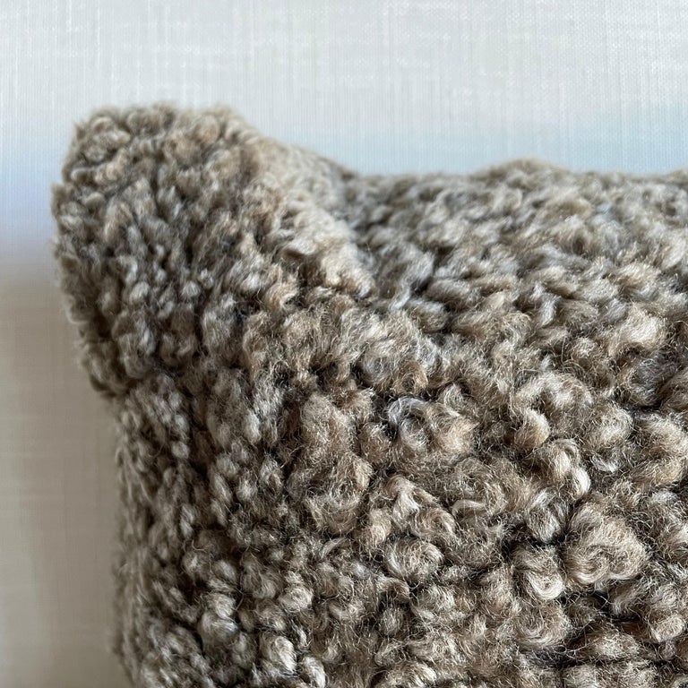 Genuine Plush Curly Sheepskin Accent Pillow For Sale at 1stDibs