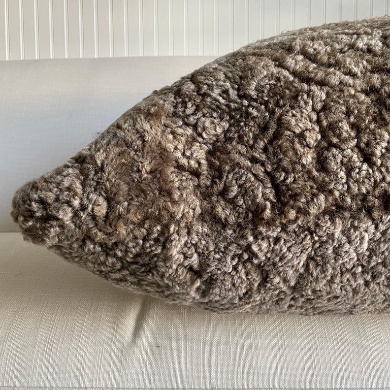 Genuine Plush Curly Sheepskin Accent Pillow For Sale at 1stDibs