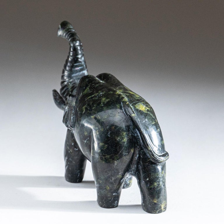 Genuine Polished Hand Carved Nephrite Jade Elephant For Sale at 1stDibs