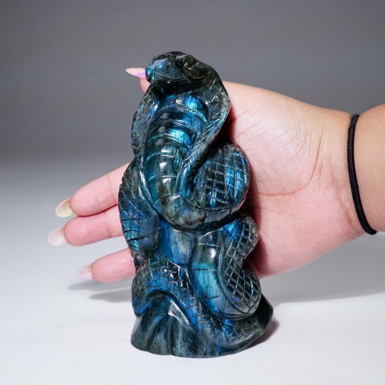 Genuine Polished Labradorite Hand Carved Snake from India (1.9 lbs) For ...