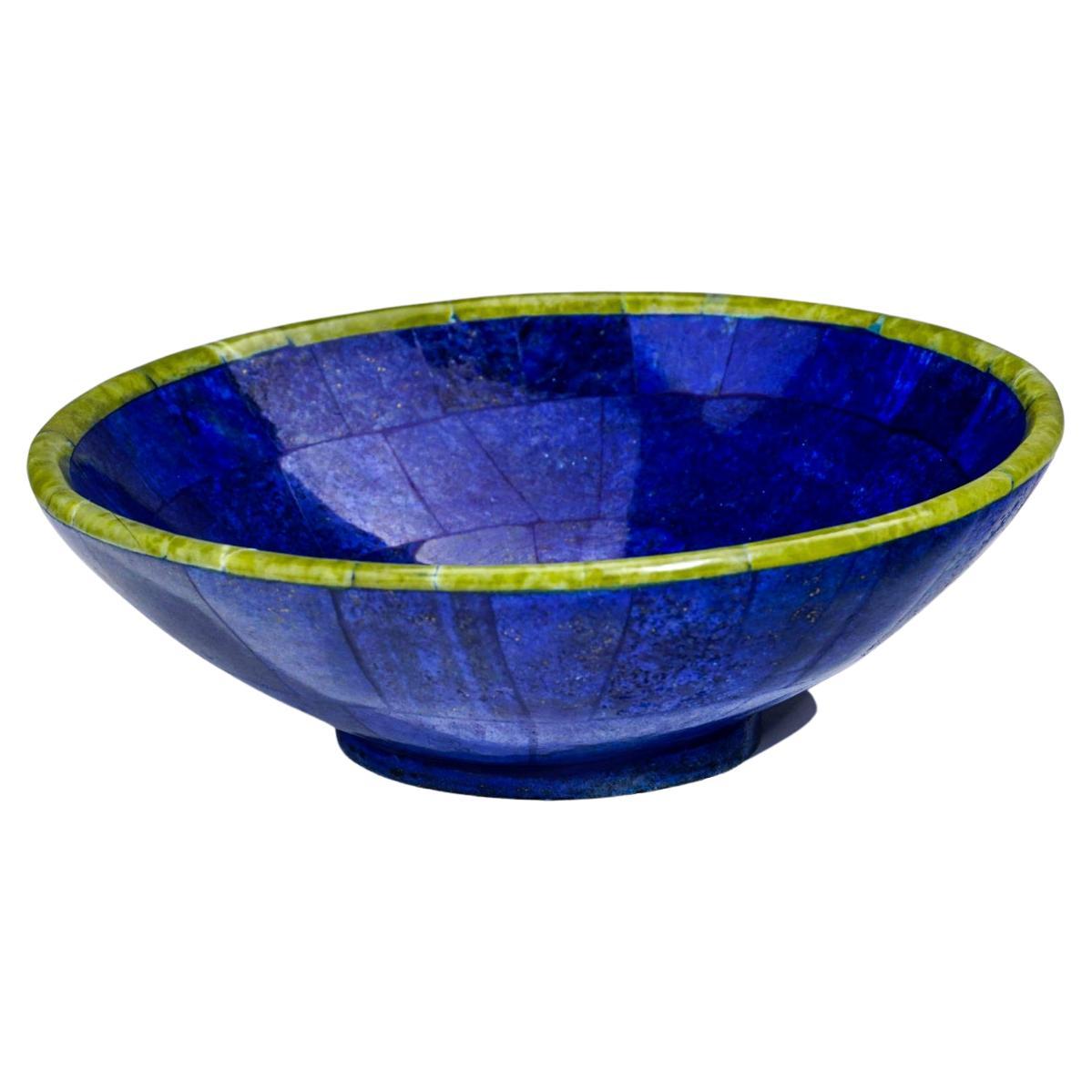 Genuine Handcrafted Jade and Lapis Lazuli Bowl For Sale at 1stDibs