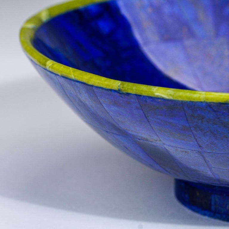 Polished Lapis Lazuli Bowl Green Jade Trimming (1.9 lbs) For Sale at ...