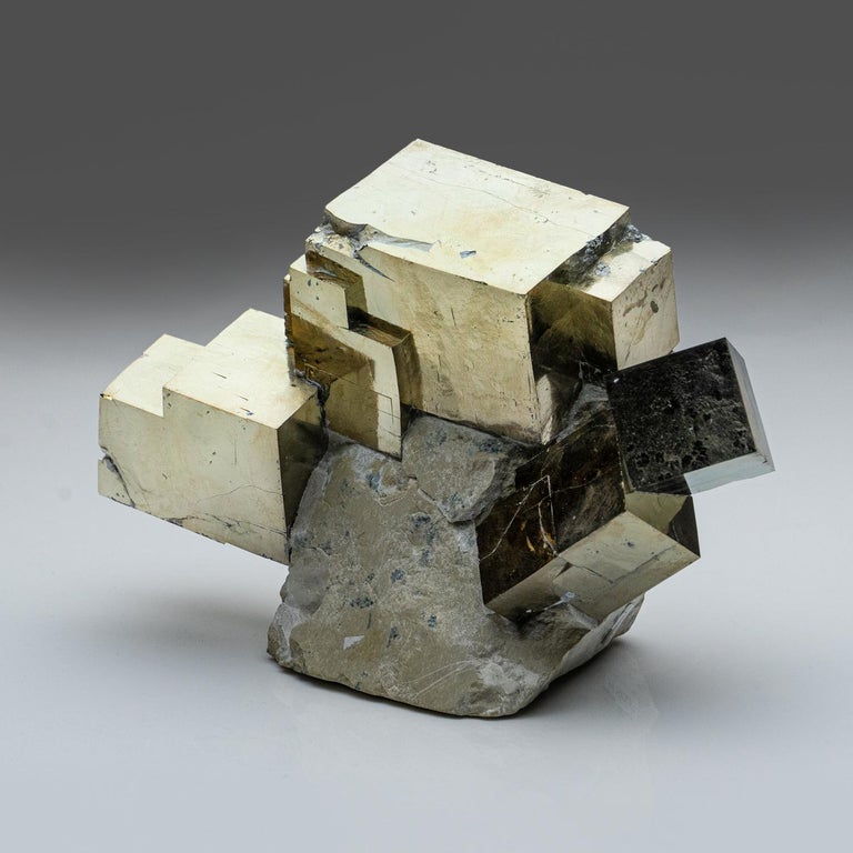 Genuine Pyrite Cube on Basalt From Navajun, Spain For Sale at 1stDibs