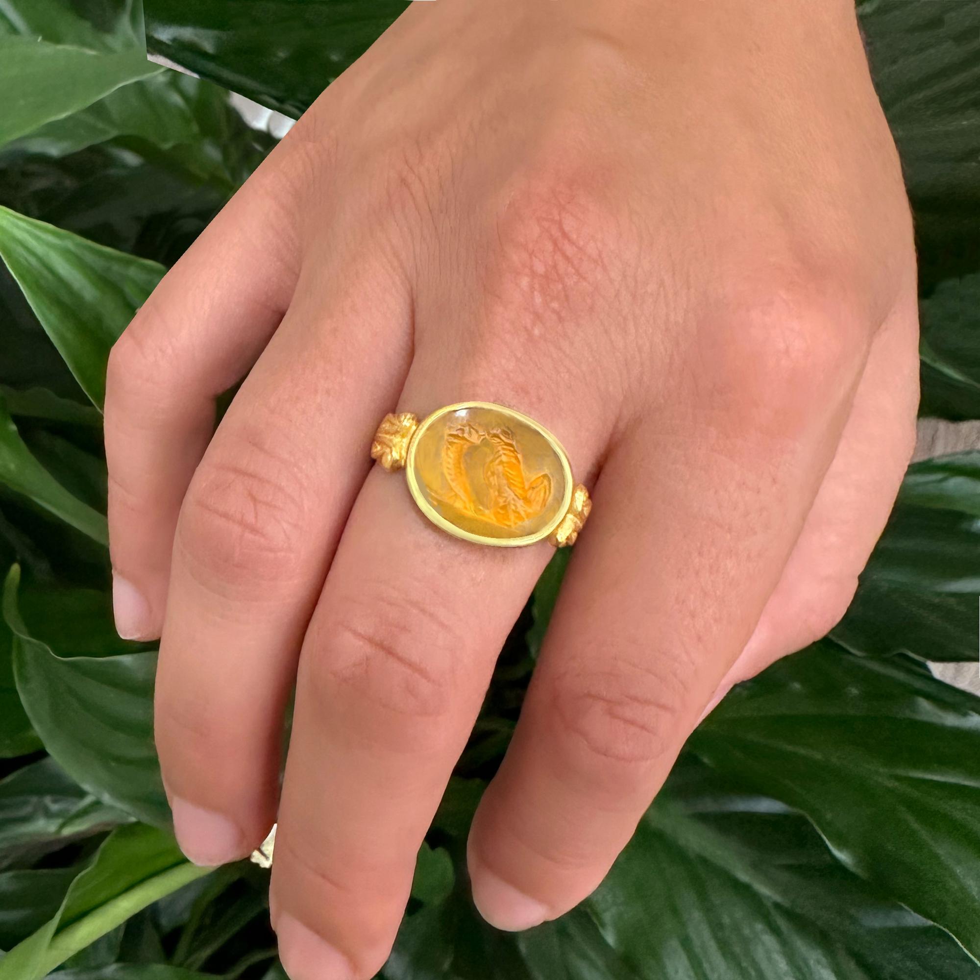 Genuine Roman Carnelian Intaglio Ring ( 1st-2nd cent.AD ) depicting a ...