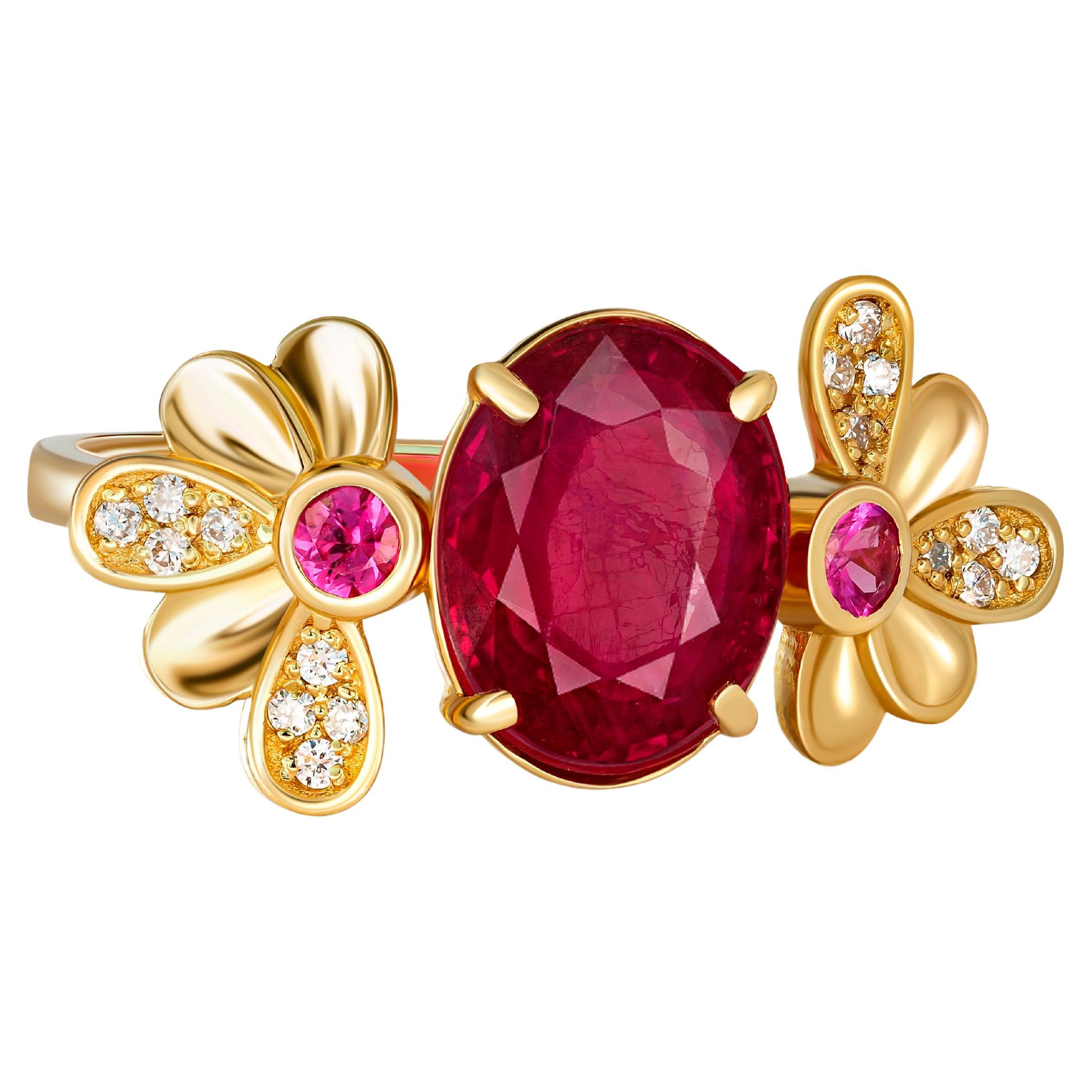 F and F Felger Deep Red Star Ruby Diamond Gold Ring at 1stDibs | red ...