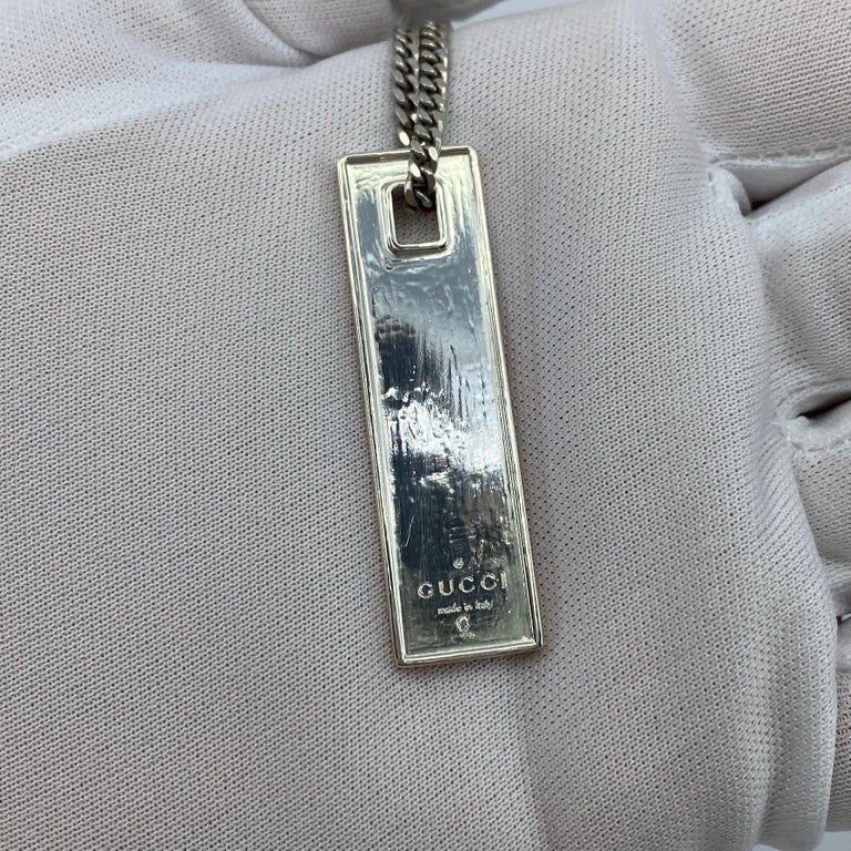 Genuine Vintage Gucci Tag Sterling Silver Dogtag Pendant Necklace at ...
