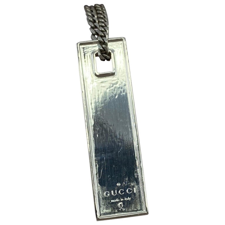 Genuine Vintage Gucci Tag Sterling Silver Dogtag Pendant Necklace at ...