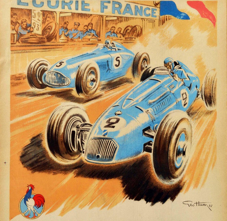 Geo Ham - Original Vintage Car Racing Poster Ecurie France Talbot ...