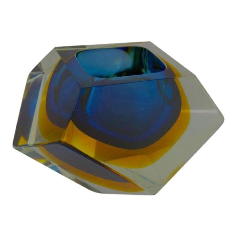 Geode Style Murano Glass Prism Sommerso Technique Vase For Sale at 1stDibs
