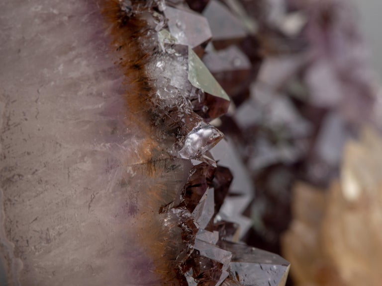 Geode with orange brown crystals and frontal calcite rosette For Sale ...