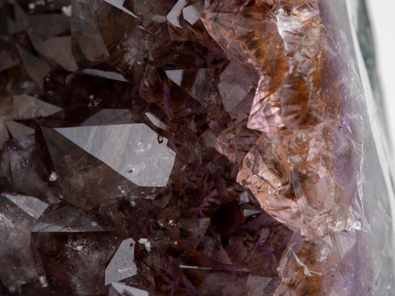 Geode with orange brown crystals and frontal calcite rosette For Sale ...