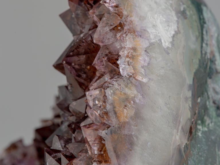 Geode with orange brown crystals and frontal calcite rosette For Sale ...