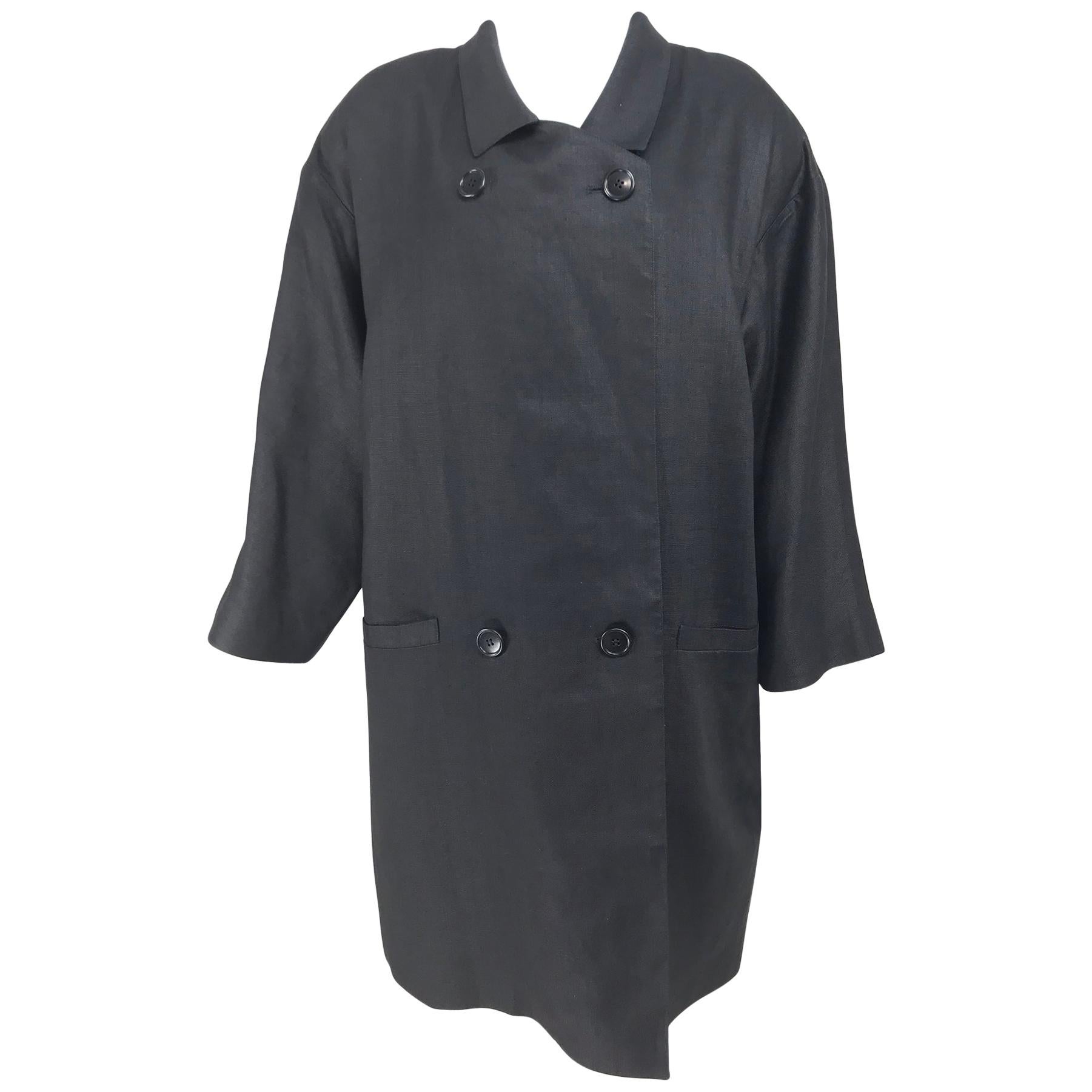 Adele Simpson 1960s Navy and White Wool Plaid Wrap Coat For Sale at 1stDibs