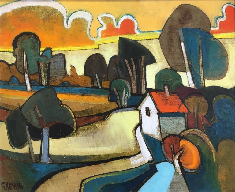 Geoffrey Key - Sunset Farm by Geoffrey Key, landscape, contemporary oil ...